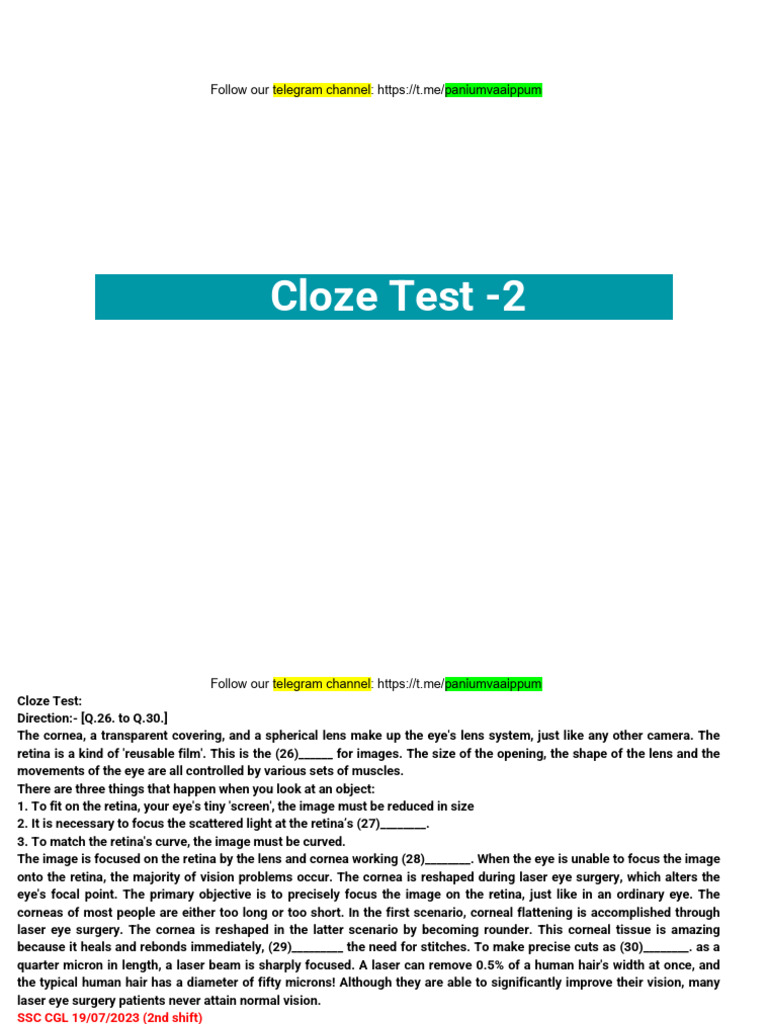 SSC CGL 2023 Asked Cloze Test Part 2 | PDF