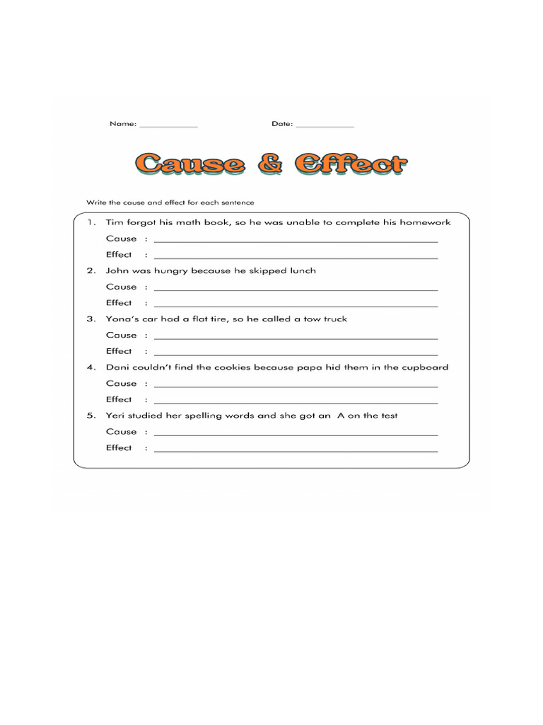 Cause and Effect Worksheets 3rd Grade - 555478.jpg | PDF
