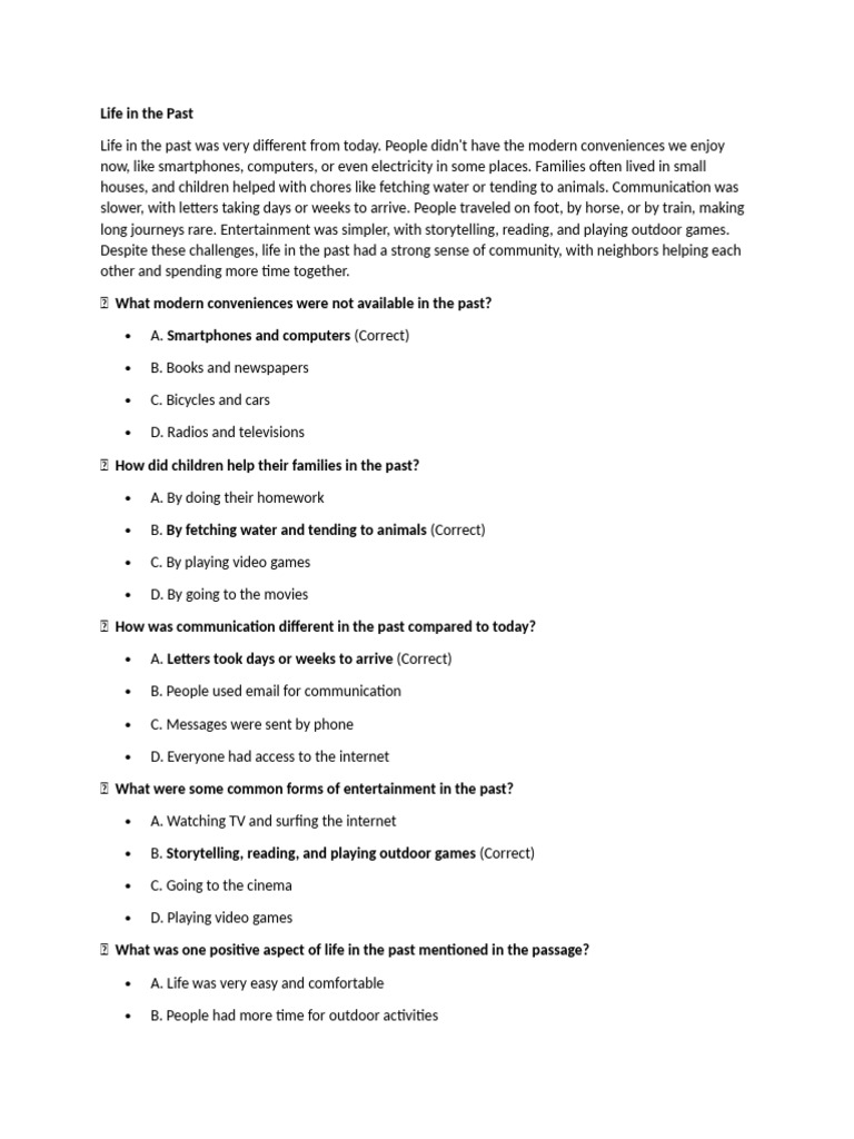 READING TASK-UNIT 2 Life in The Past | PDF