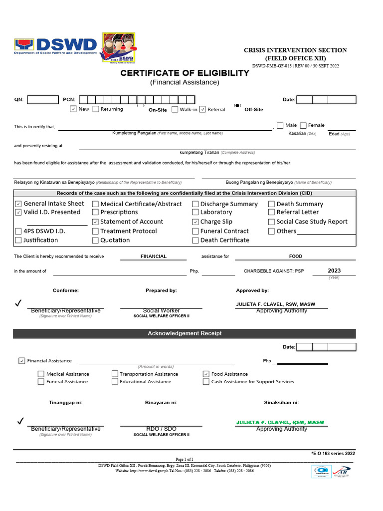 CIU Cert of Eligibility | PDF