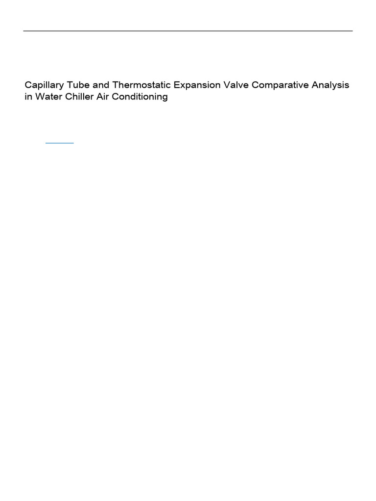 Capillary Tube and Thermostatic Expansion Valve Co | PDF