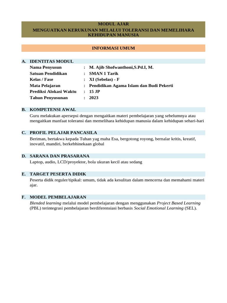 PAI 11 - Bab 6 - Menguatkan Kerukunan Melalui Toleransi Dan Memelihara ...