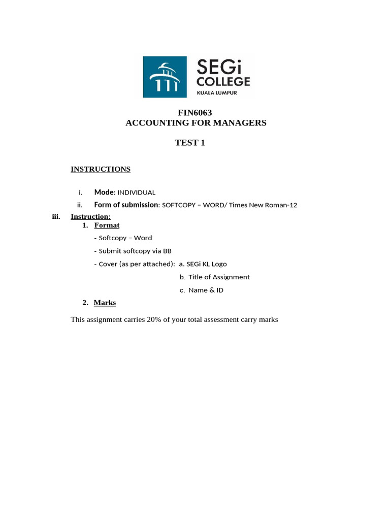 TEST 1 question | PDF