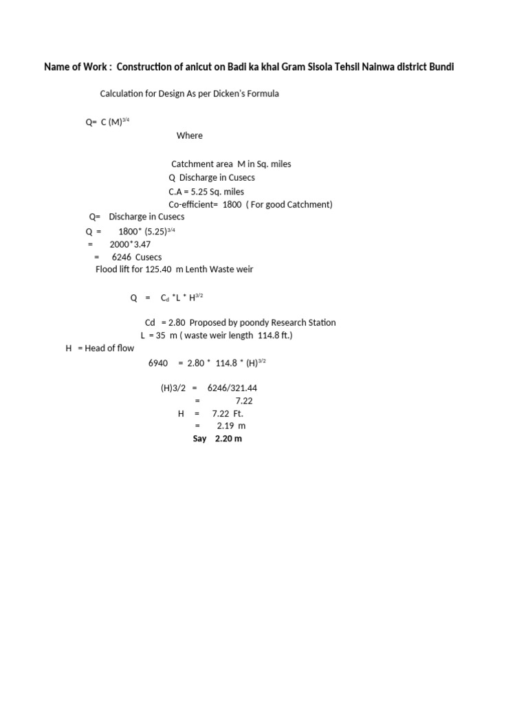 Waste Weir Design | PDF