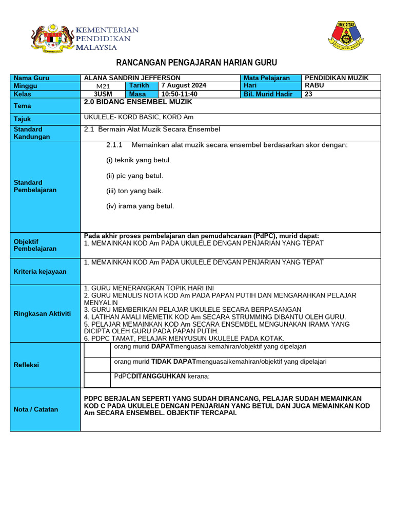 3USM Contoh RPH | PDF