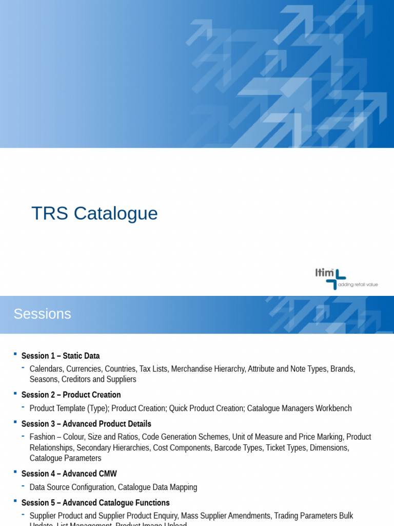 Catalogue Training Session 1 - Static Data | PDF