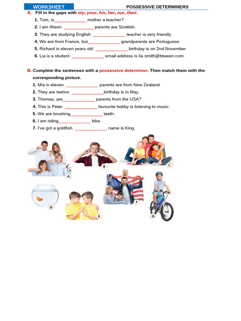 Possessive Determiner 6º | PDF