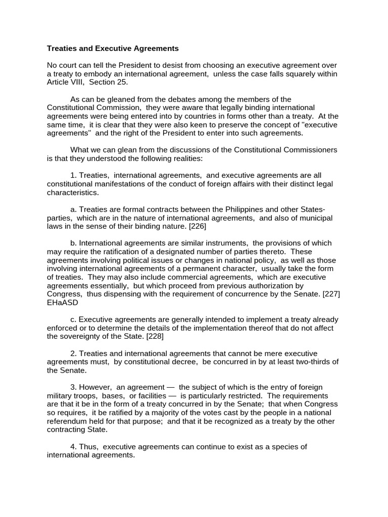 Treaties and Executive Agreements | PDF | Treaty | Ratification