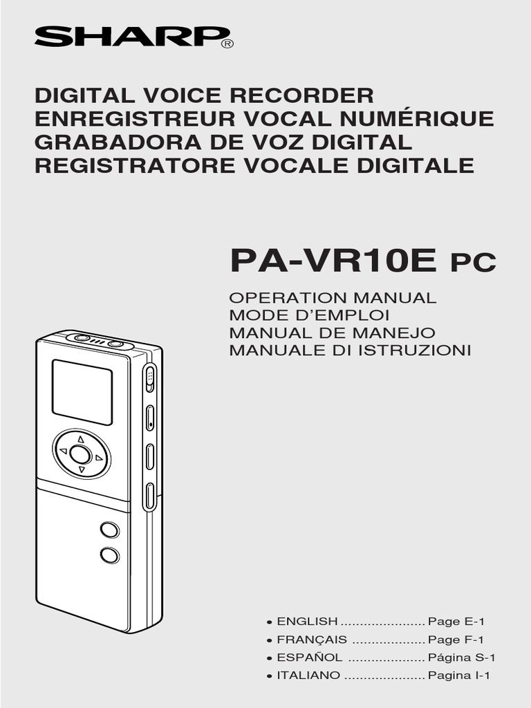 SHARP - Digital Voice Recorder - PAVR10E Operator Manual | PDF
