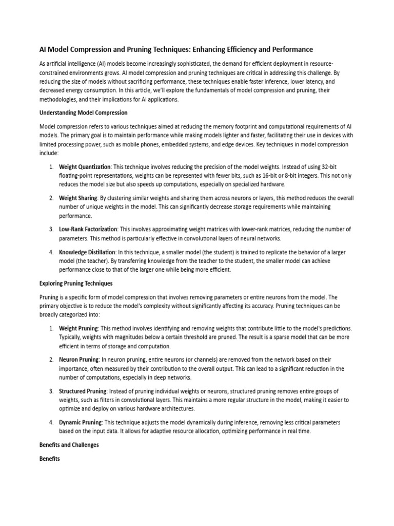 Model Compression and Pruning Techniques | PDF | Artificial Intelligence | Computers