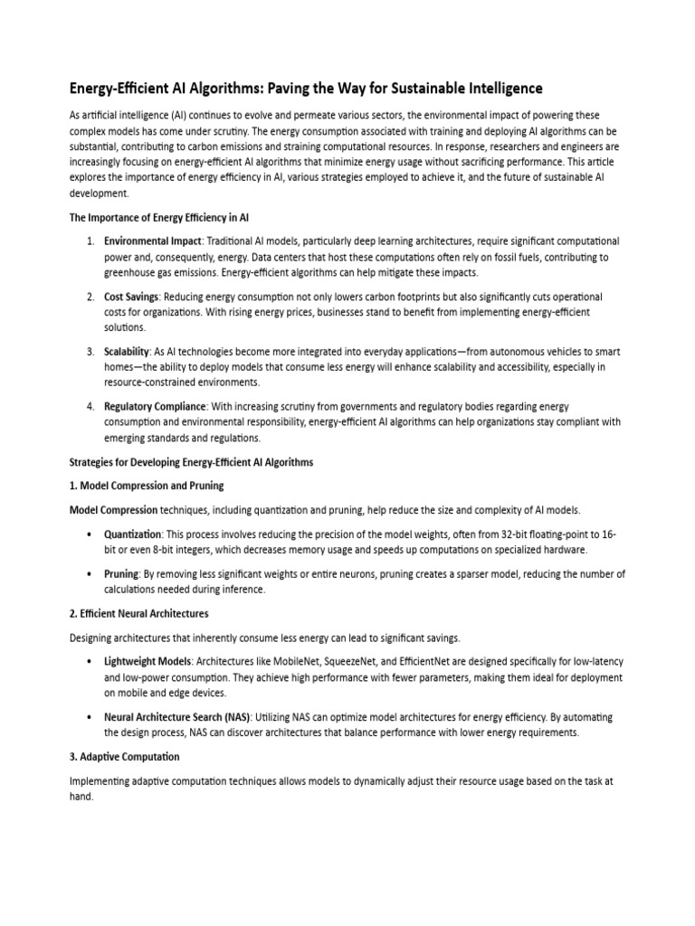 Energy-Efficient AI Algorithms | PDF Energy-Efficient AI Algorithms | PDF