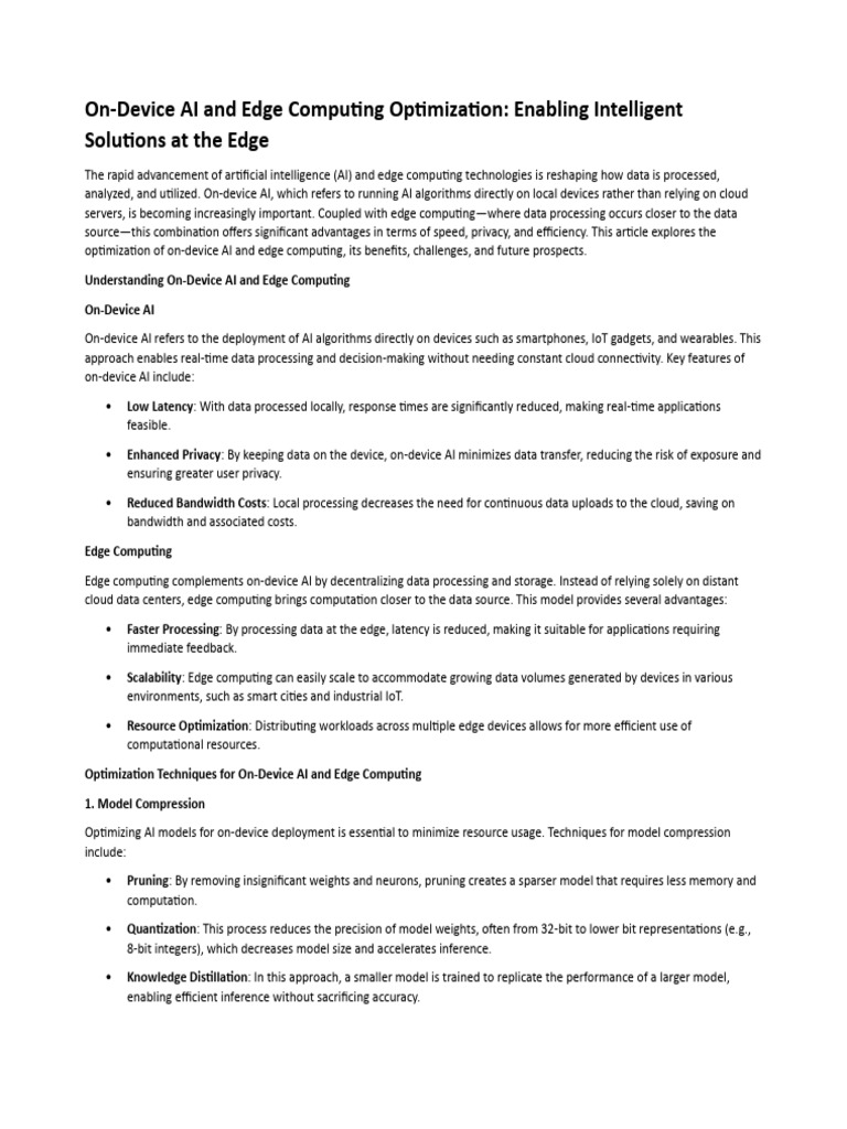 On Device Ai Edge Computing Insights Pdf Artificial Intelligence