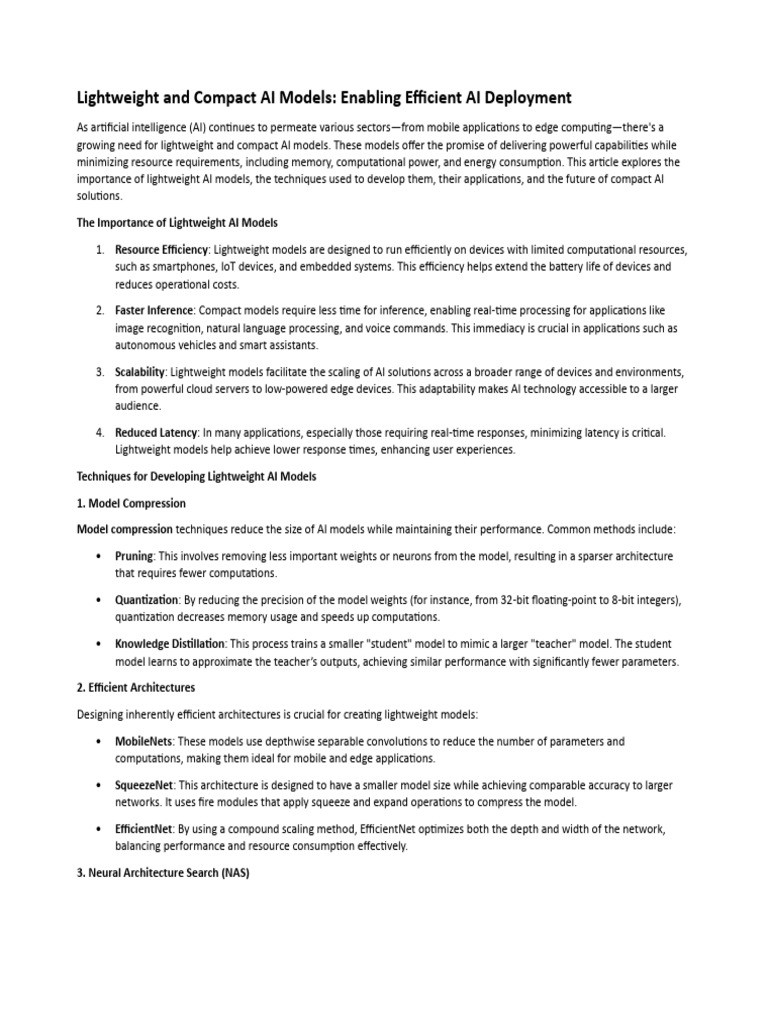 Lightweight and Compact AI Models | PDF | Artificial Intelligence ...