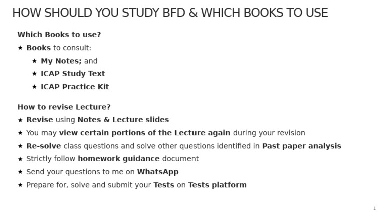 BFD - Books To Use and Sequence of Study | PDF