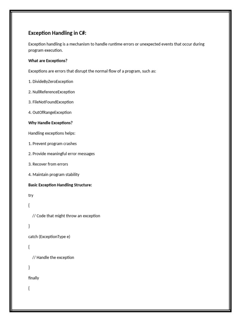 Exception Handling in C | PDF