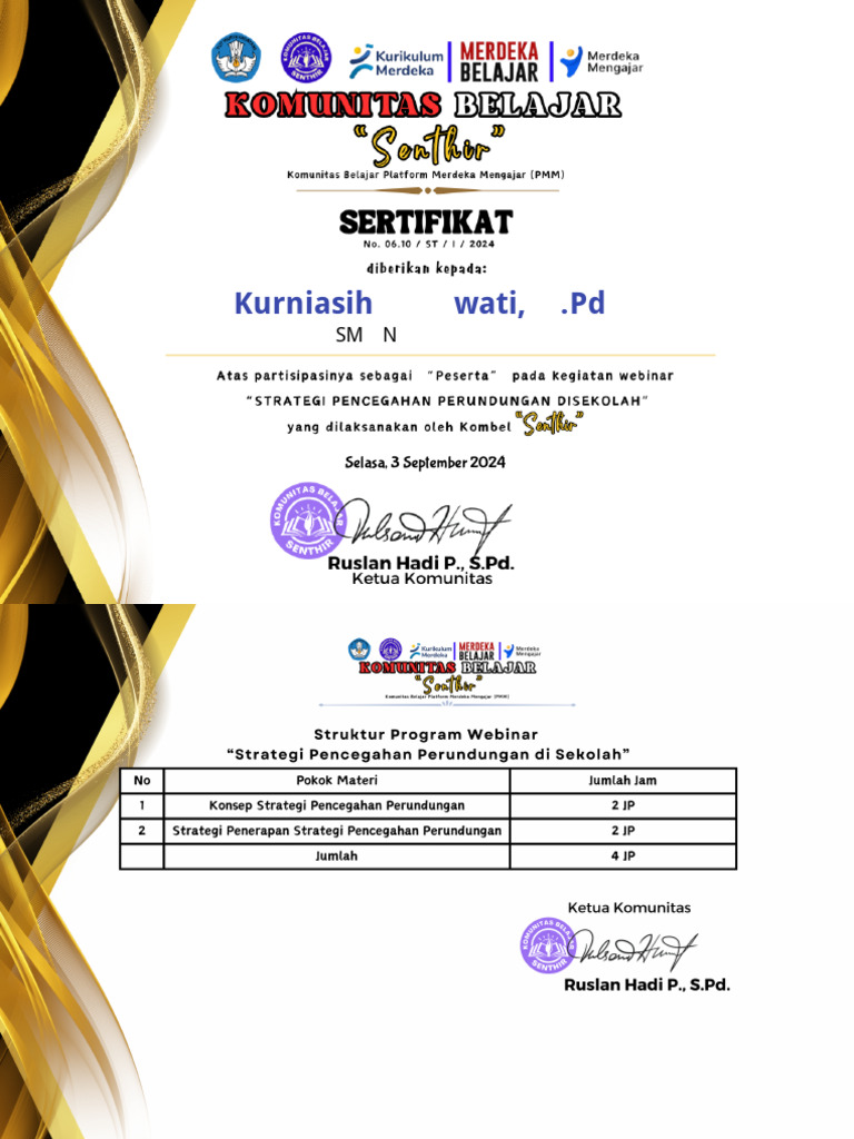 Sertifikat Webinar 1 | PDF