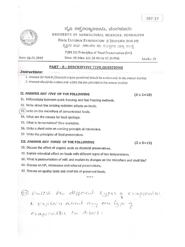 Principles of Food Preservation PYQs | PDF