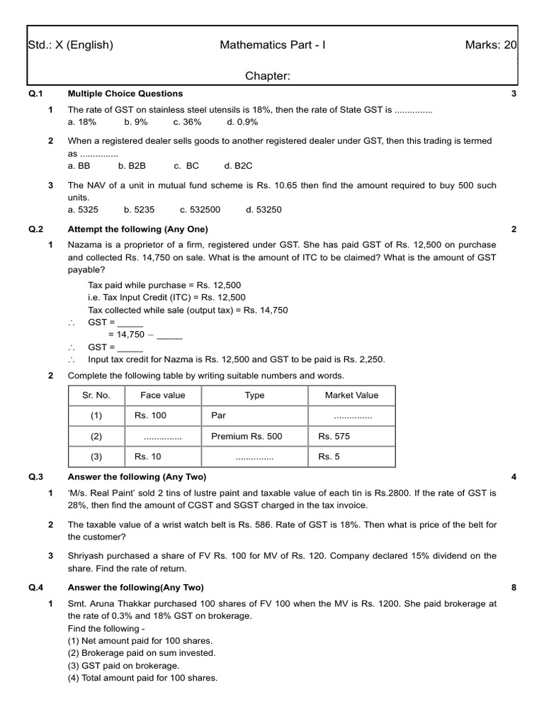 (Financial Planning) Test 1algebratest | PDF | Value Added Tax | Invoice