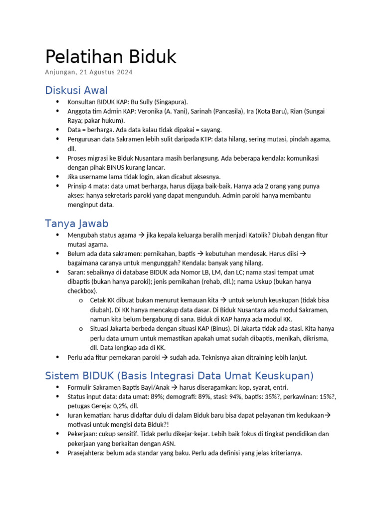 Pelatihan Biduk (21 Aug 2024) | PDF