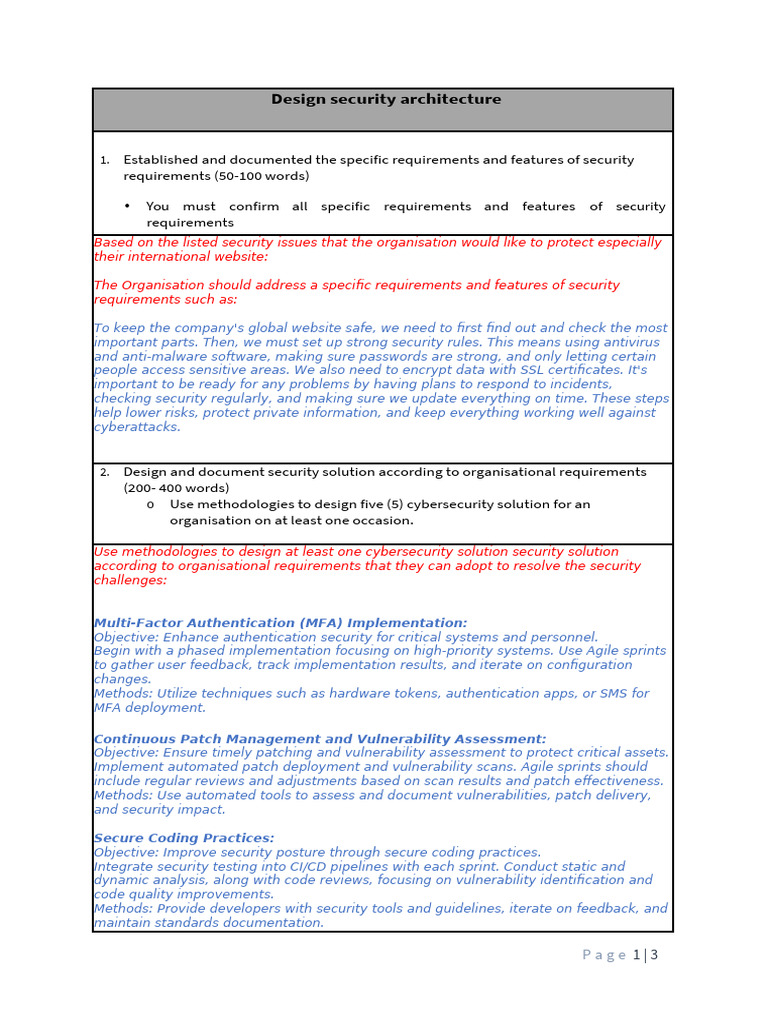 Design Security Architecture Template - Q2 | PDF