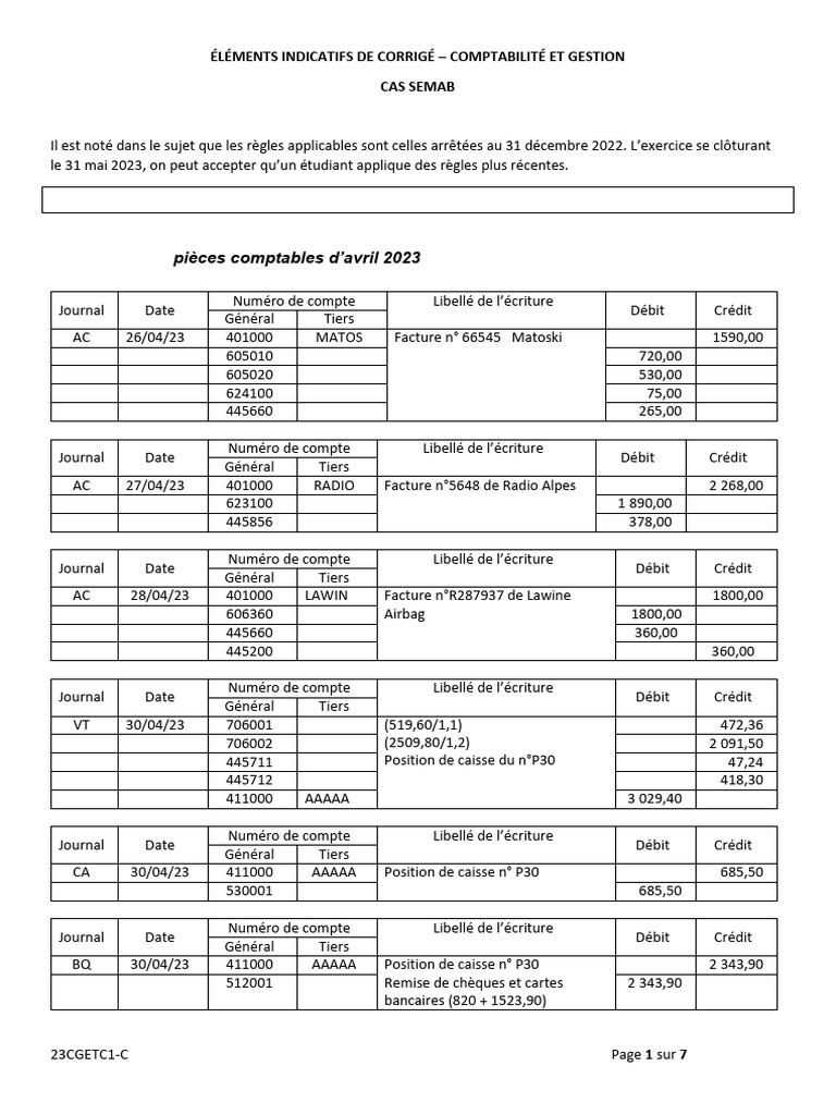 BTS CG 2023 Corrigé SEMBAB | PDF