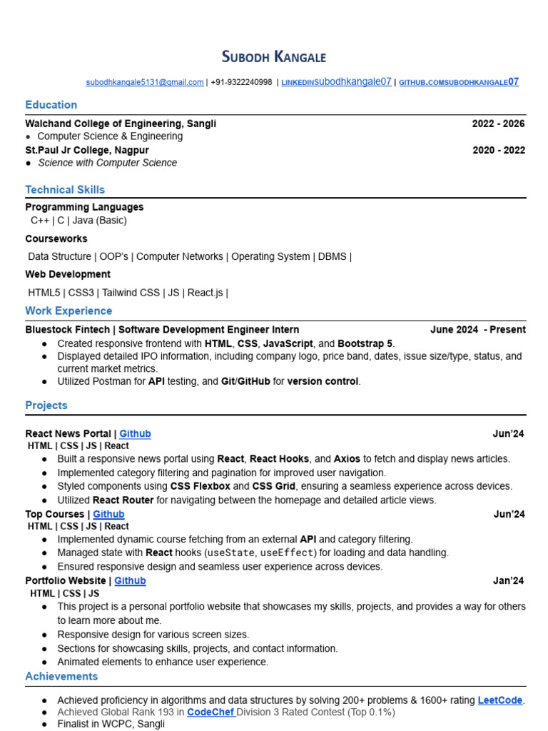 Subodh Resume | PDF