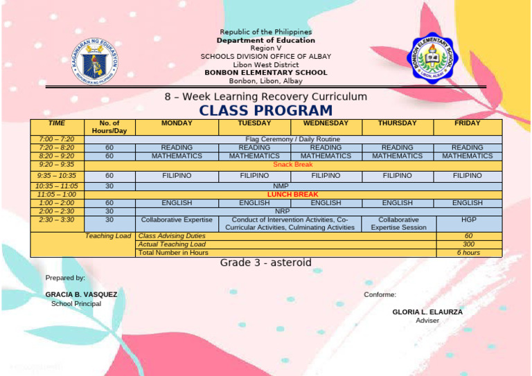 8 Week Class Program 2024 2025 | PDF