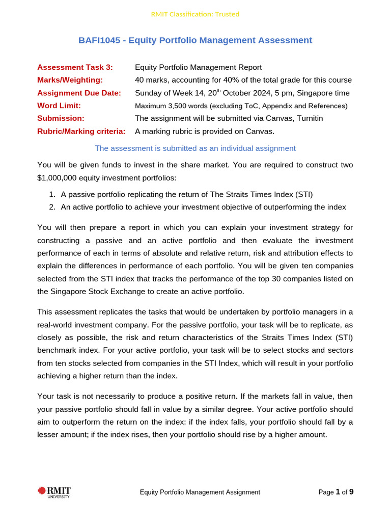 Equity Portfolio Management Report Guide | PDF | Investment Management ...