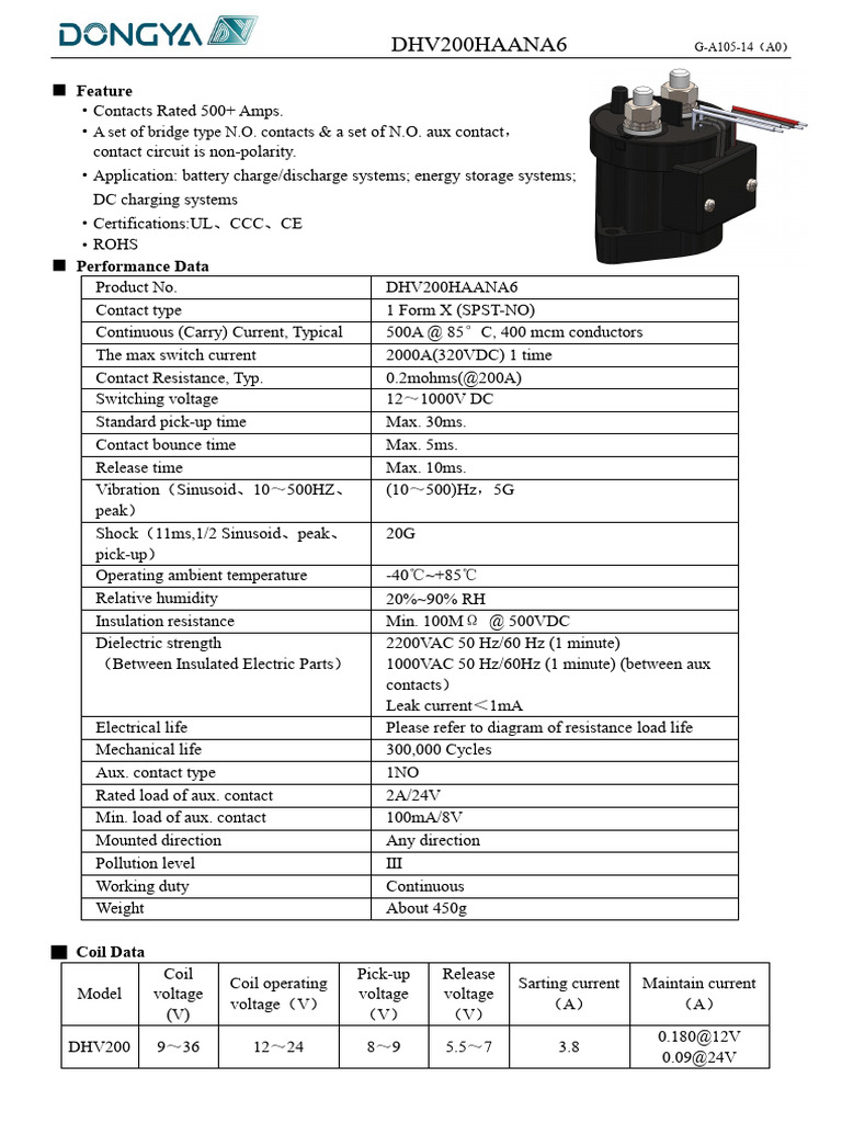 DHV200HAANA6 G-A105-14 (A0) Datasheet | PDF