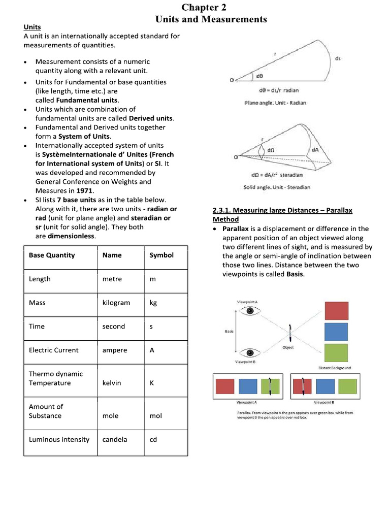 Units and Measurements | PDF