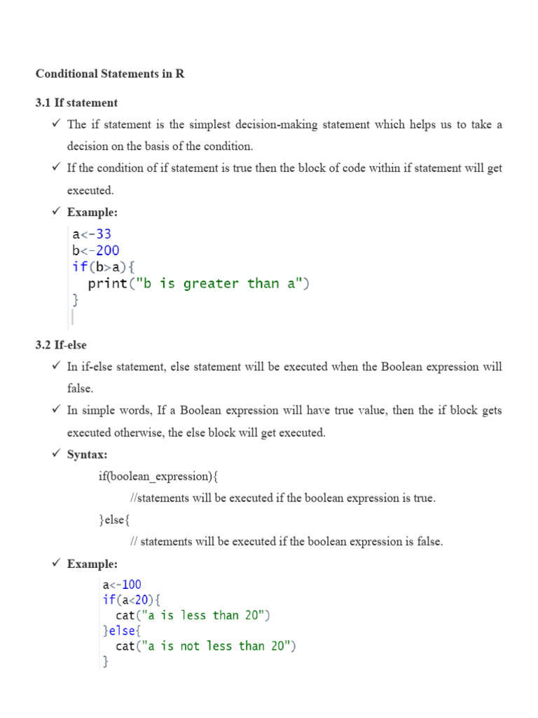 Unit 3 Statements and Loops in R | PDF