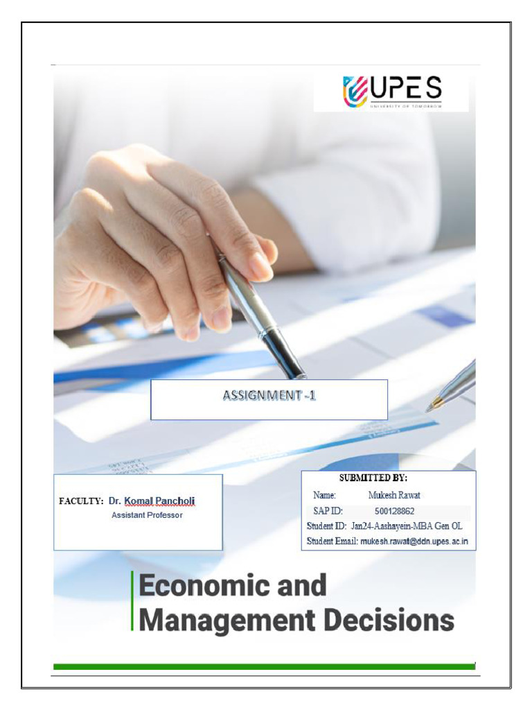 Economics Assignment 1 Mukesh | PDF