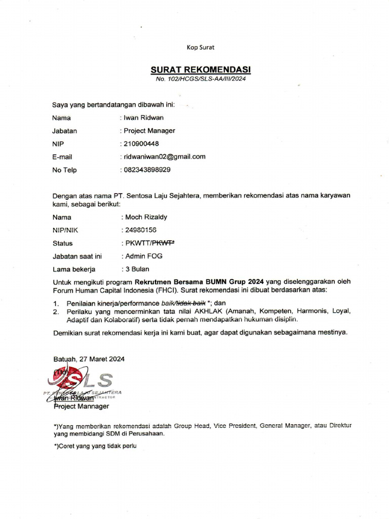Surat Rekomendasi | PDF
