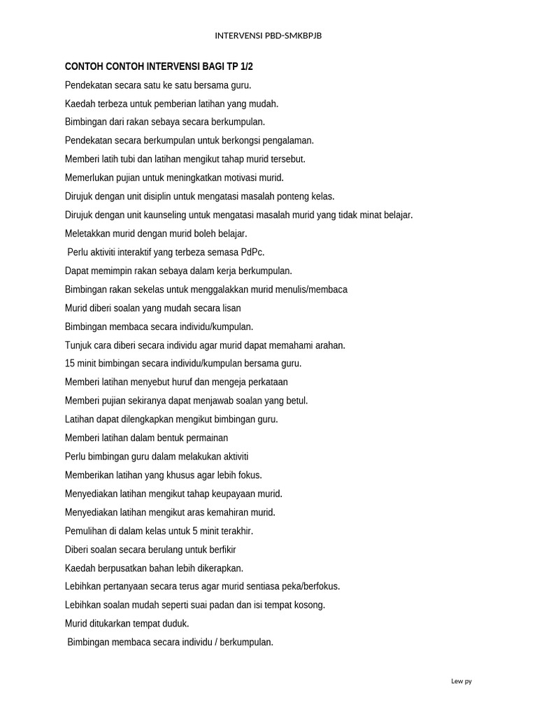 Contoh Intervensi | PDF