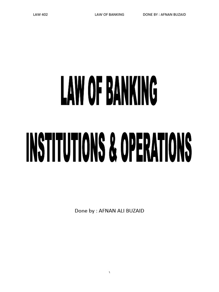 Law of Banking 2 | PDF