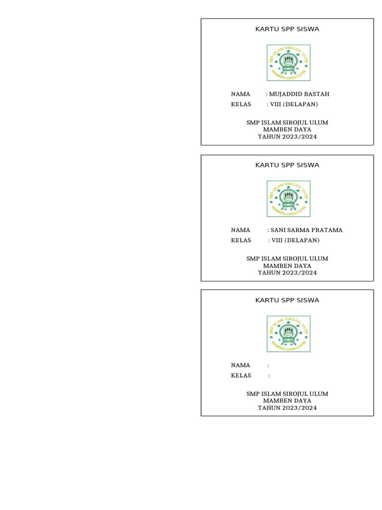 Desain SPP Sekolah | PDF