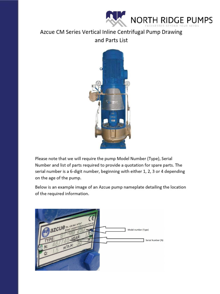 Azcue-CM-Series-Vertical-Inline-Centrifugal-Pump-English | PDF