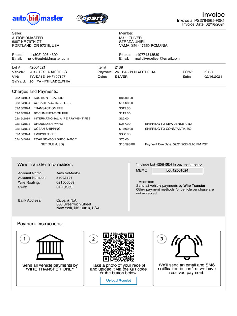 Invoice 5yjsa1e19hf197177 | PDF