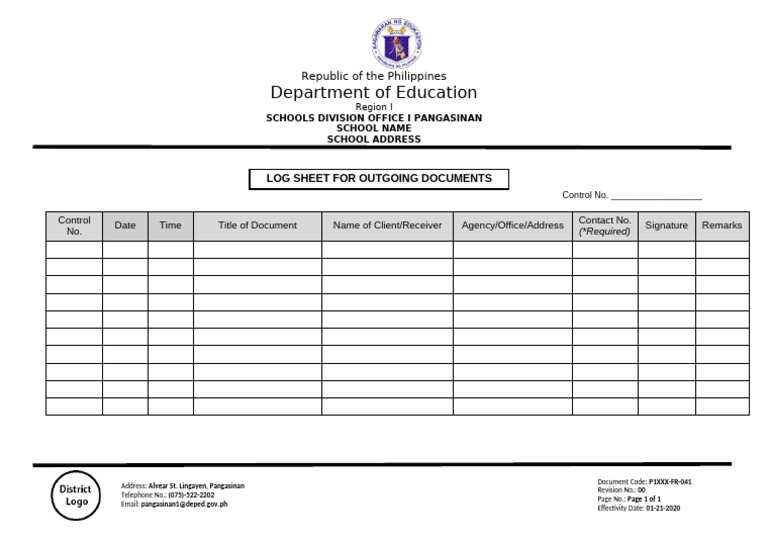 Logsheet For Outgoing Documents | PDF