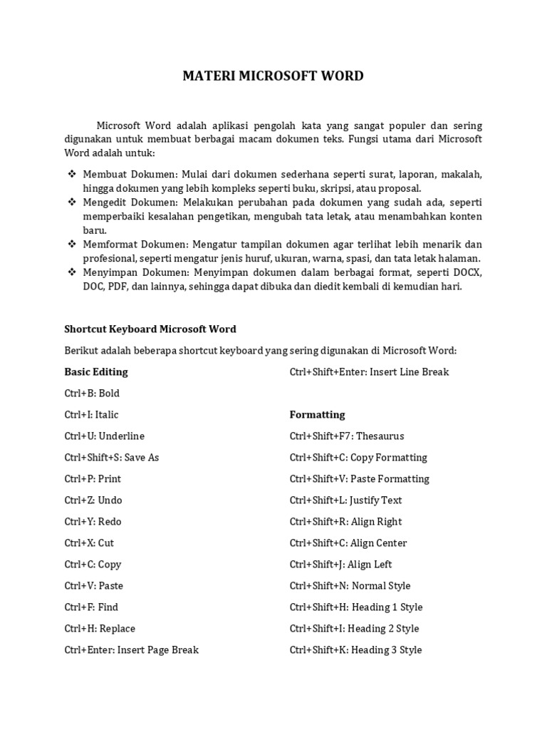 Materi Microsoft Word | PDF