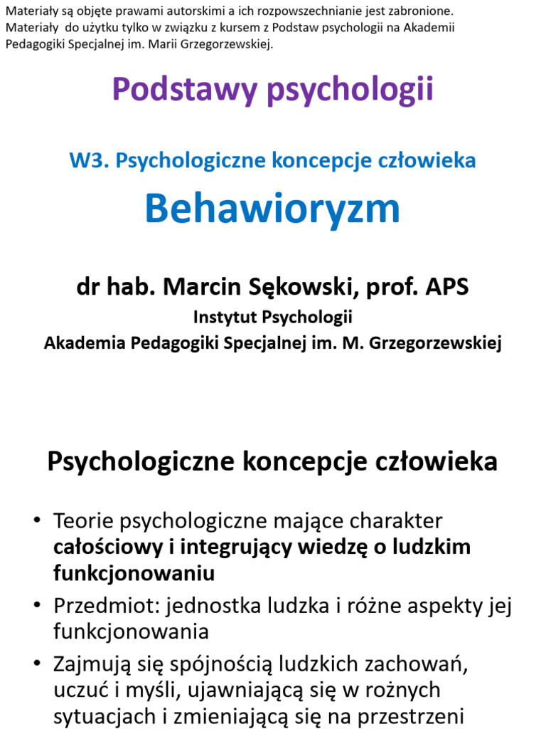 W3 - Behawioryzm | PDF