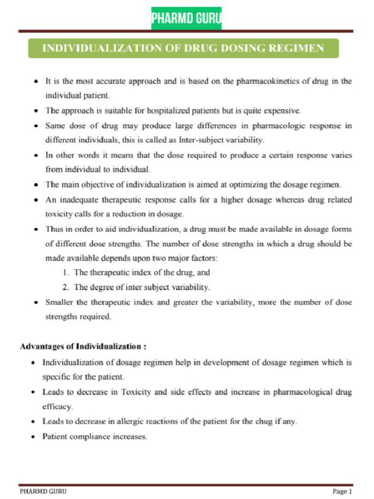 Individualization of Drug Dosage Regimen | PDF