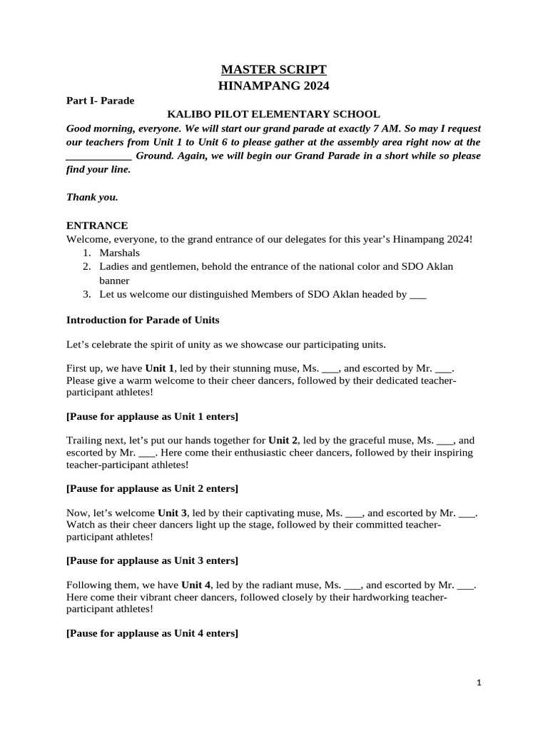 MASTER SCRIPT DIVISION HINAMPANG 2024 final (1) | PDF