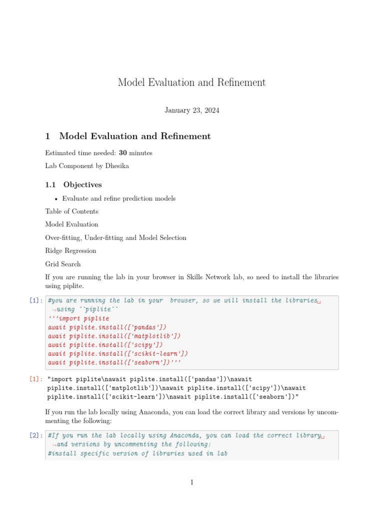 Evaluation and Refinement | PDF
