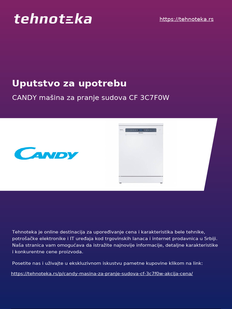 uputstvo-za-upotrebu-candy-masina-za-pranje-sudova-cf-3c7f0w-646a3b74445d3 | PDF