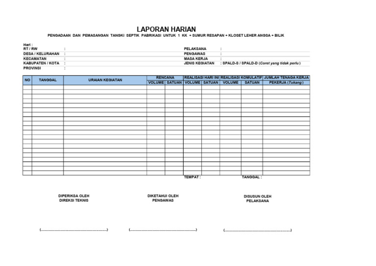 Contoh Format Laporan Harian | PDF