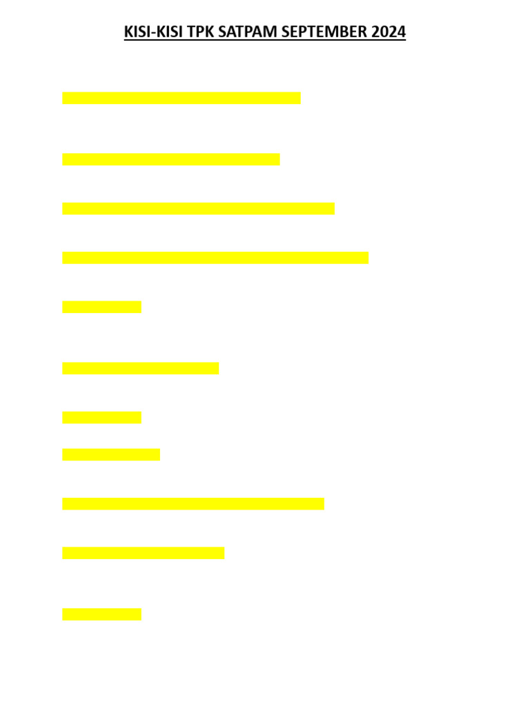 KISI-KISI TPK SATPAM SEPTEMBER 2024 | PDF