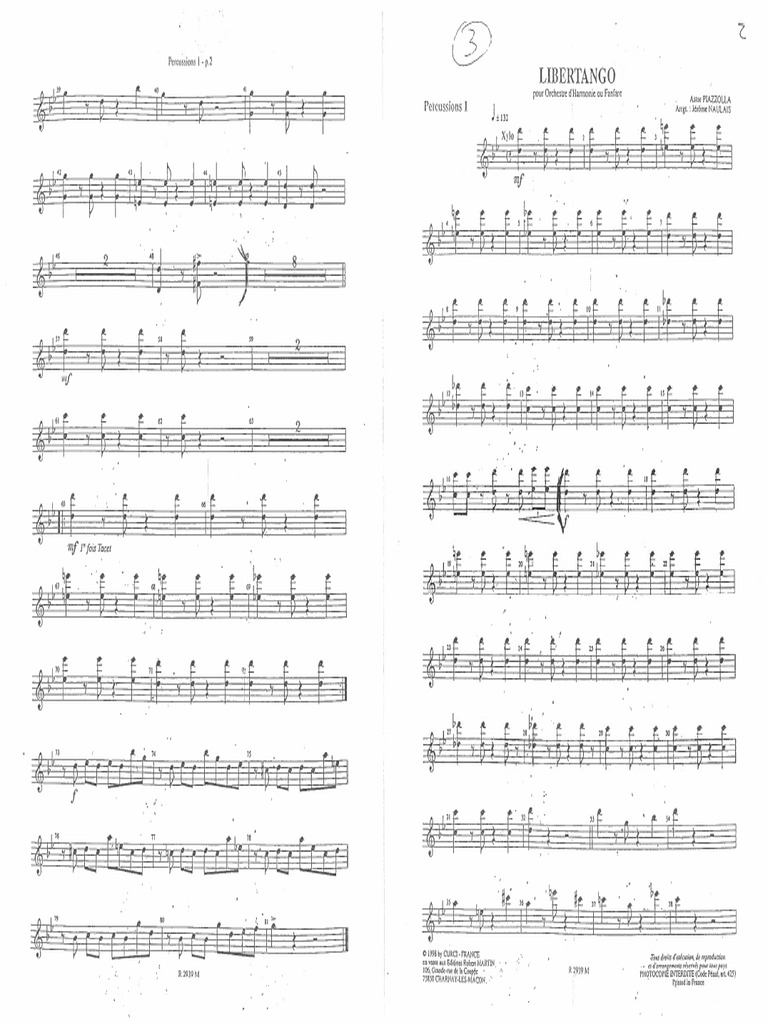 Libertango - Percus. Percussion 1 - Piazzolla - Arr - Naulais | PDF