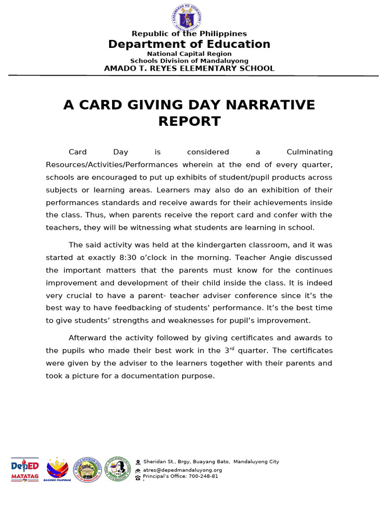 Card Day Narrative Report | PDF