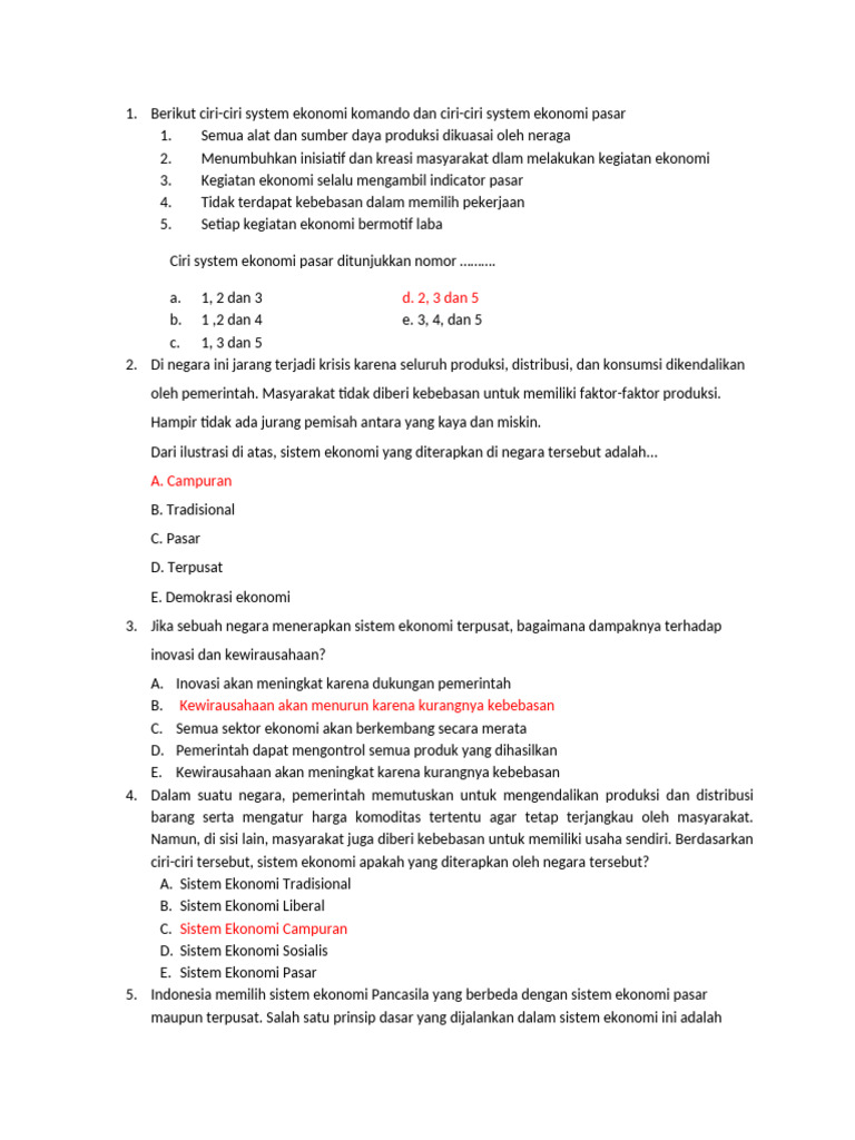 Soal Uts Sistem Ekonomi | PDF